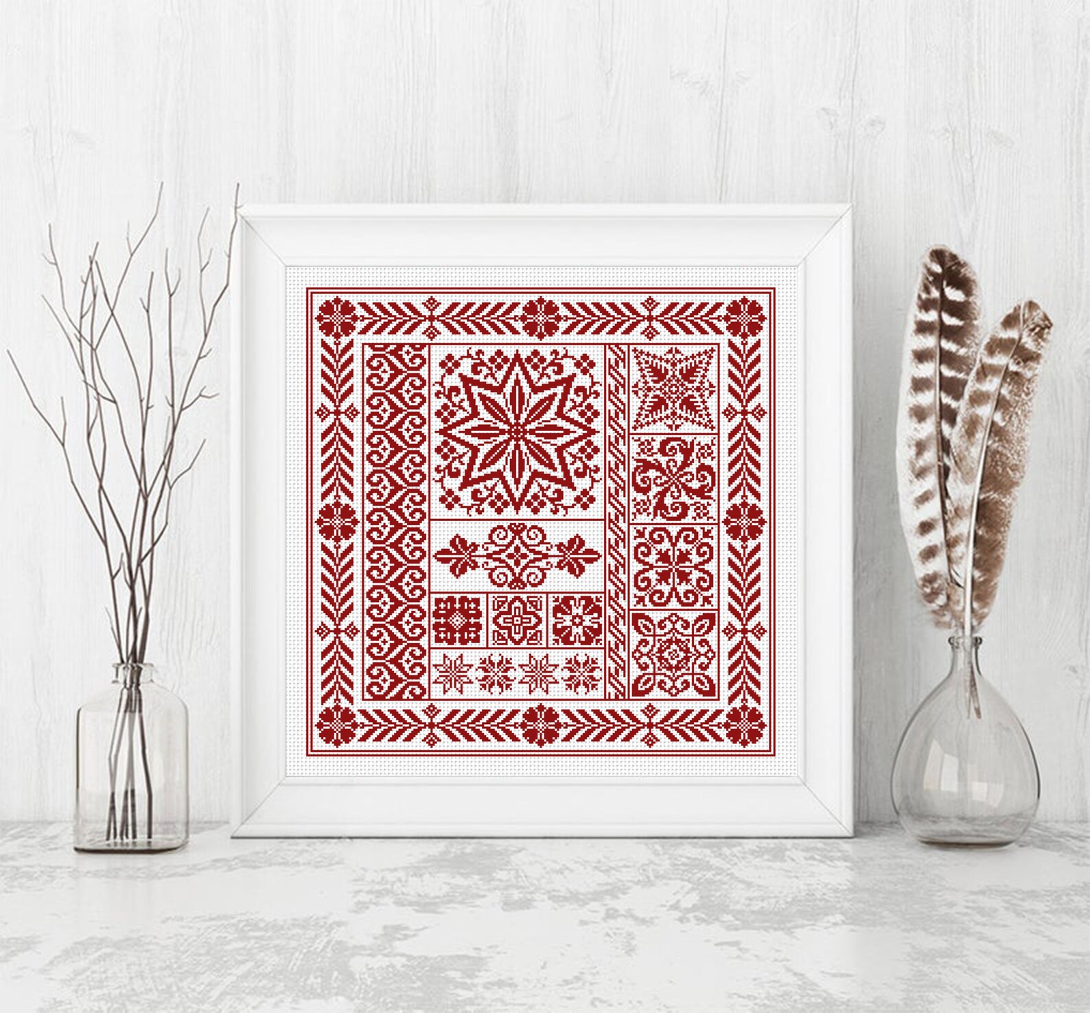Quaker Sampler Cross Stitch Pattern PDF Download Scandinavian - Etsy