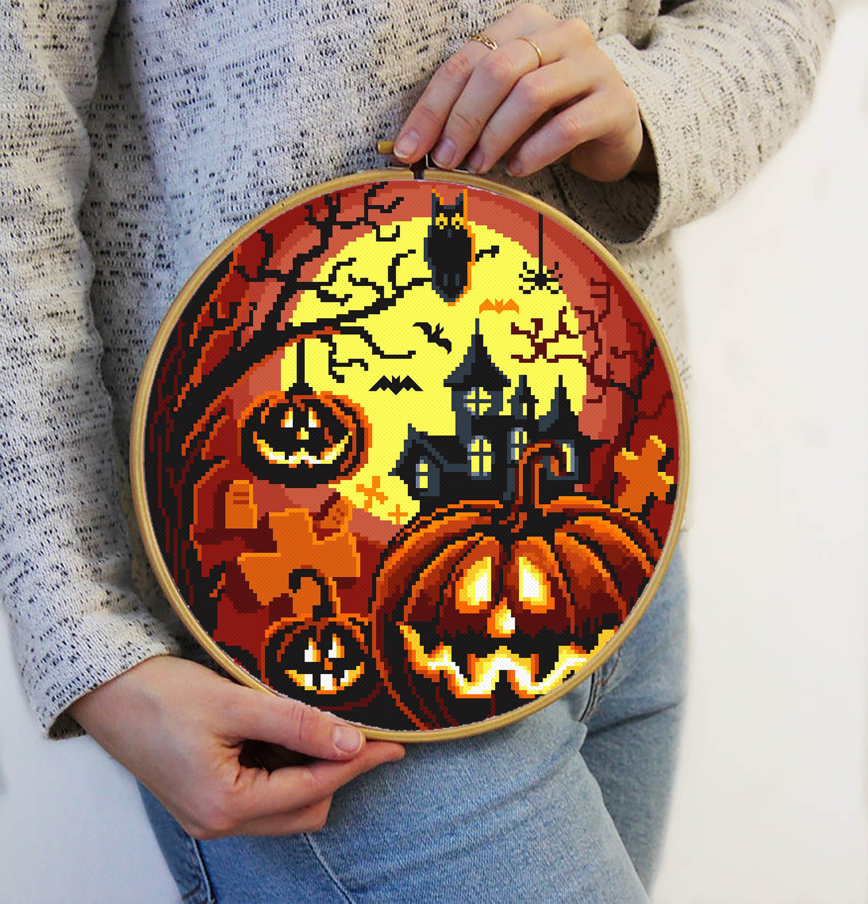 Halloween Cross Stitch Pattern Download PDF Spooky Cross - Etsy