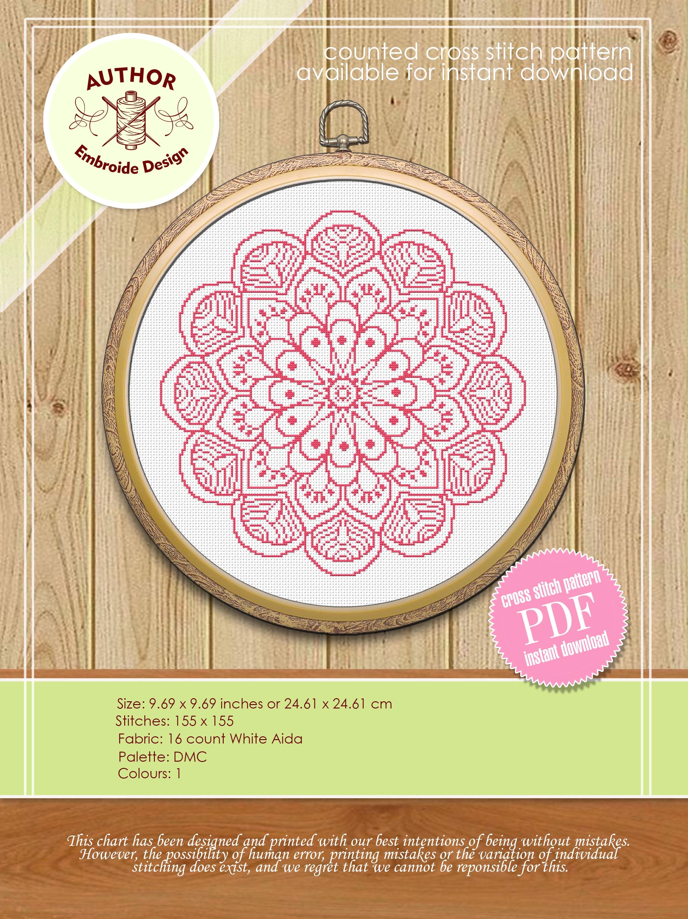 Mandala Set Cross Stitch Pattern Download PDF, Monochrome Embroidery ...