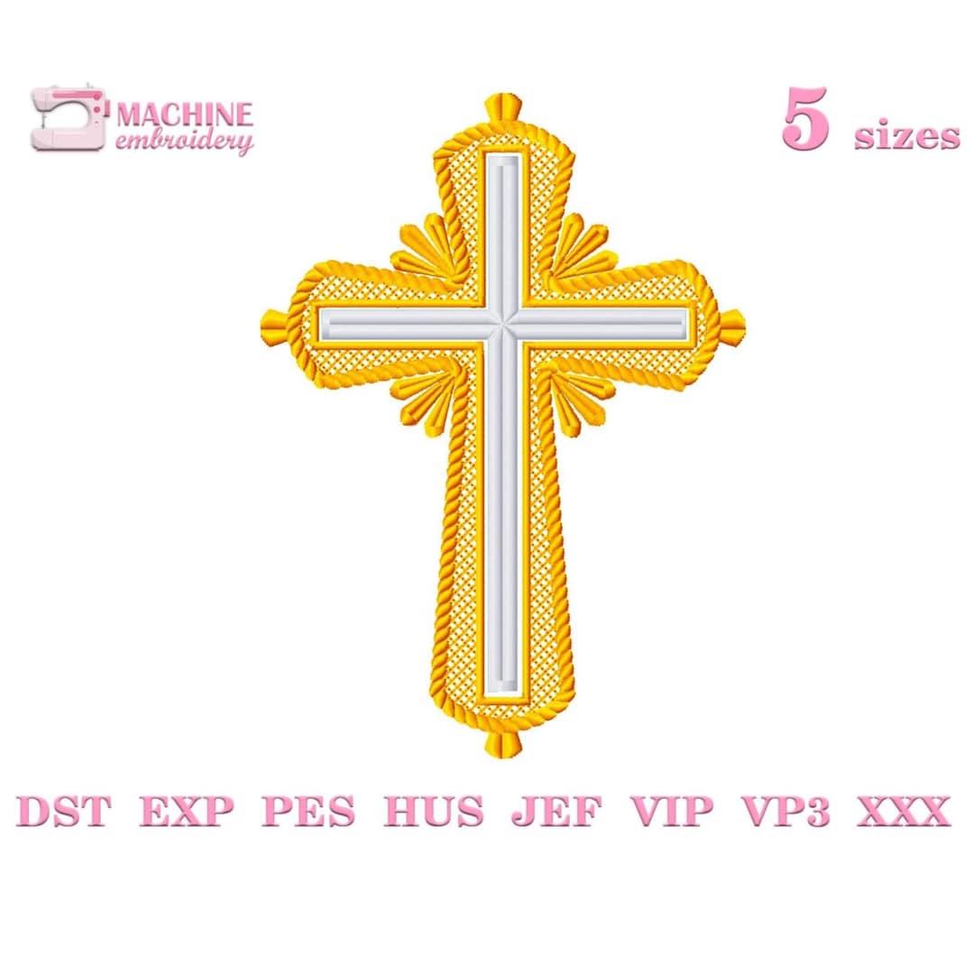 Religious Cross Embroidery Design Machine Embroidery Pattern 5 Sizes ...