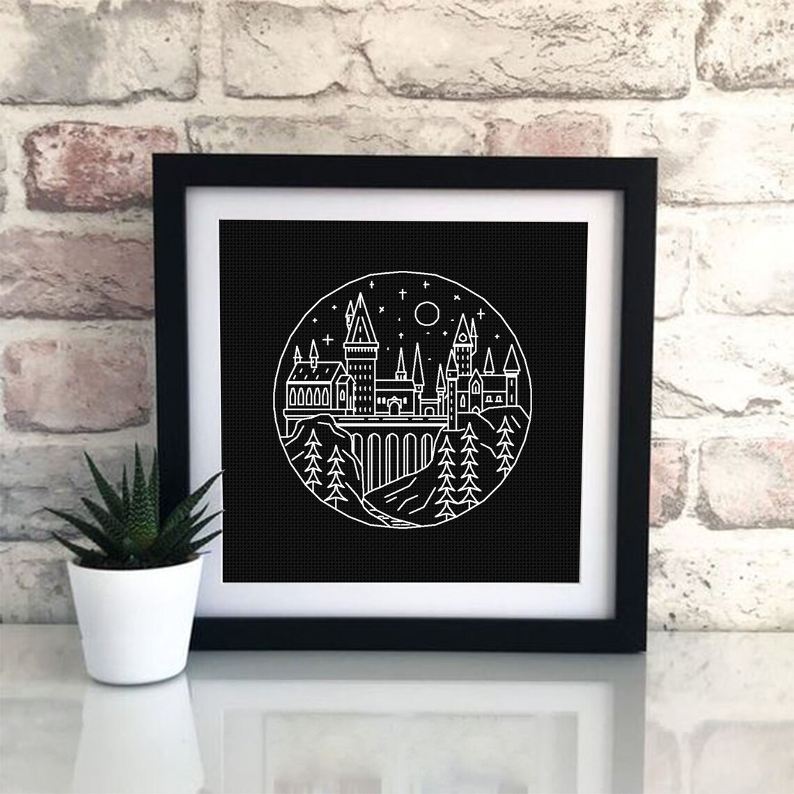 Wizard School Blackwork Pattern PDF Instant Download Magic Castle ...