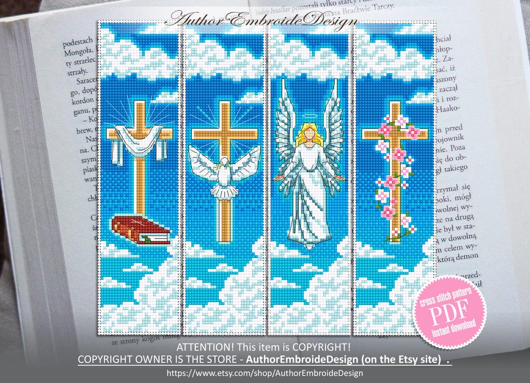 Set of Christian Bookmarks Cross Stitch Pattern PDF Download Holy Cross ...