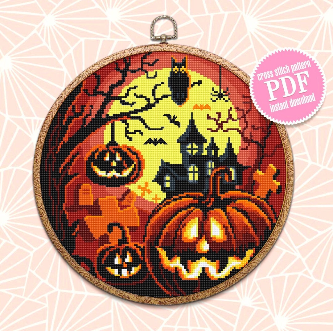 Halloween Cross Stitch Pattern Download PDF Spooky Cross Stitch ...