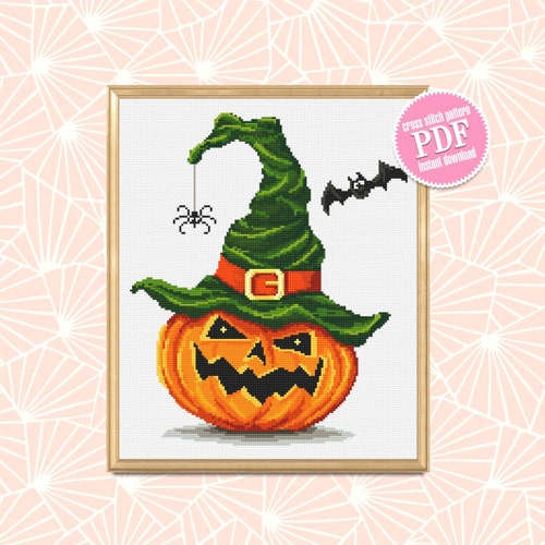 Happy Halloween Cross Stitch Pattern Download PDF Snowman - Etsy