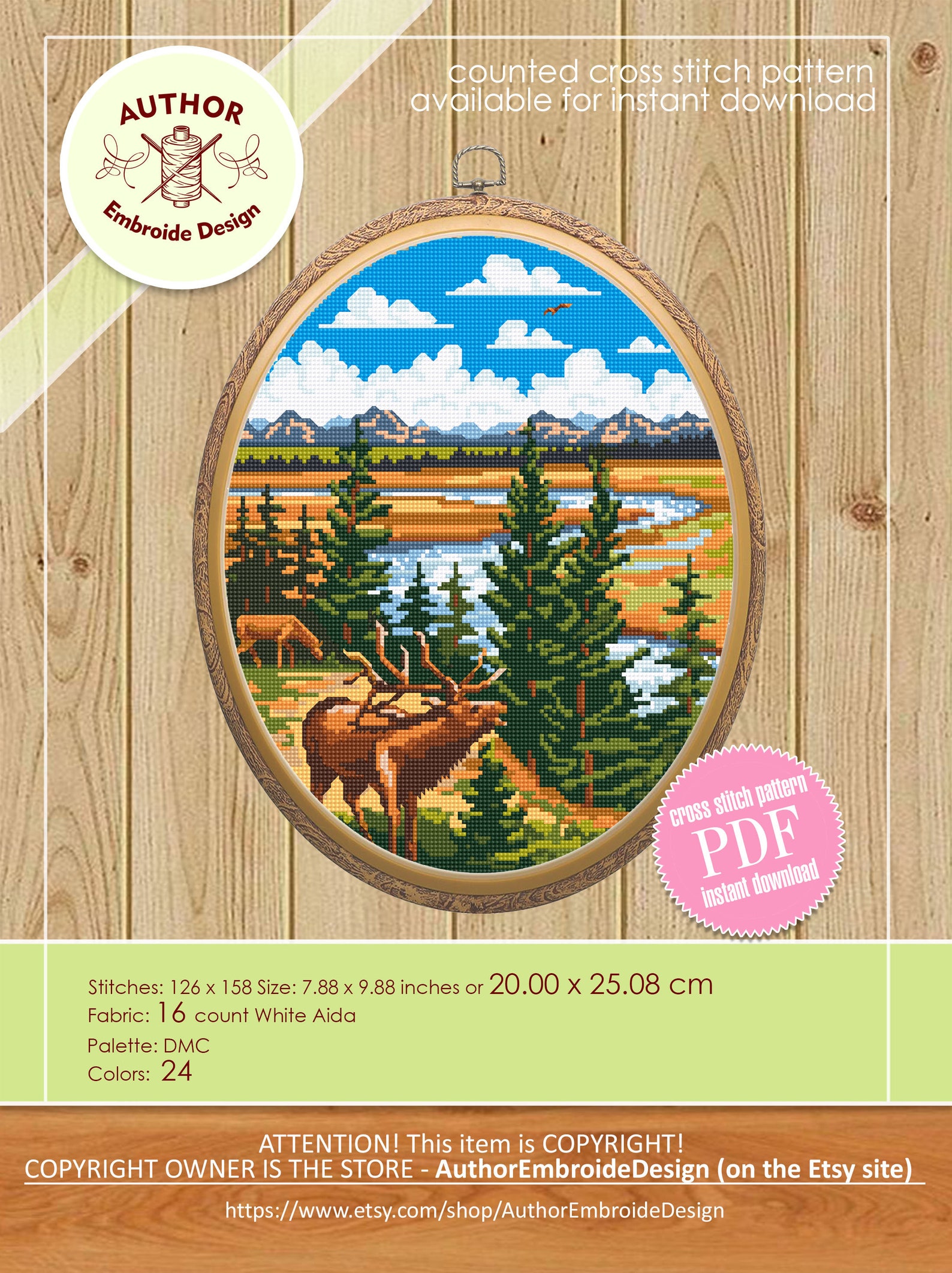 Yellowstone National Park Cross Stitch Pattern PDF Download Nature ...