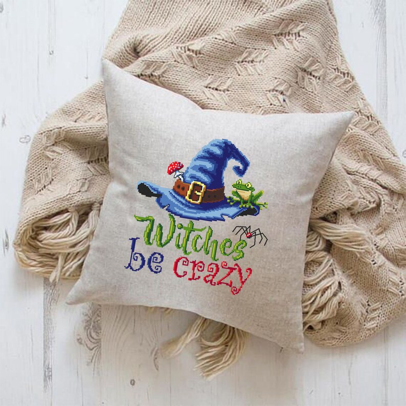 Witches Be Crazy Cross Stitch Pattern Download PDF Halloween - Etsy