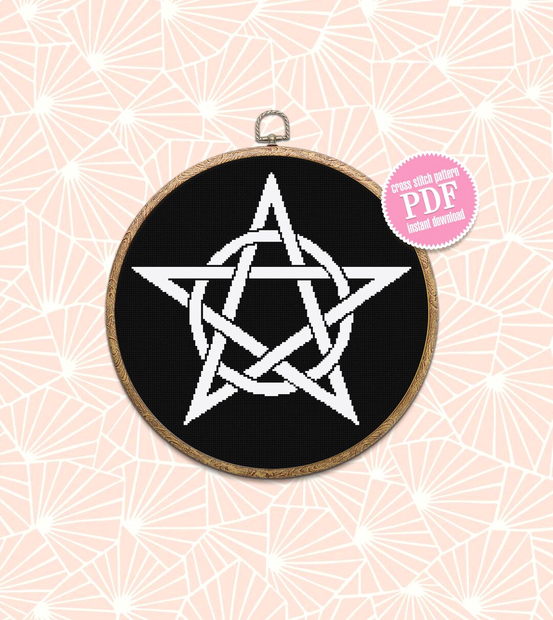 Gothic Cross Stitch Pattern Download PDF Pentagram Cross - Etsy