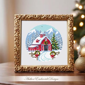 Christmas Farm Barn Cross Stitch Pattern PDF Download Winter Mountain ...