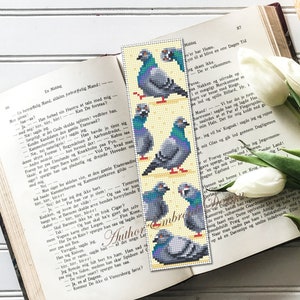 Pigeon Bookmark Cross Stitch Pattern Download PDF Small Pigeons Cross ...