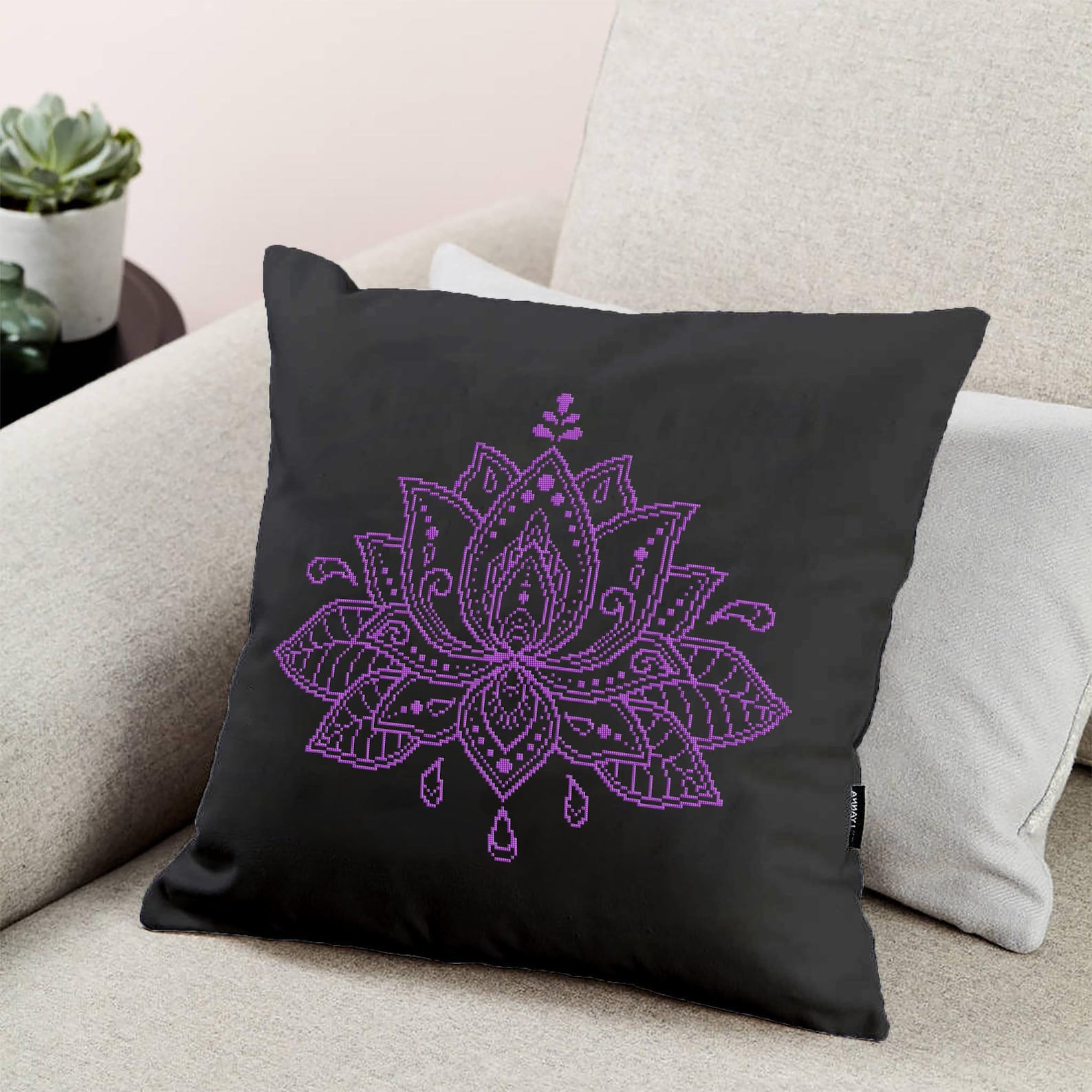 Lotus Flower Cross Stitch Pattern Download PDF, Floral Ornament ...