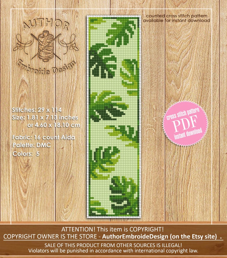 Bookmark Cross Stitch Pattern Digital PDF Handmade Bookmark Embroidery ...
