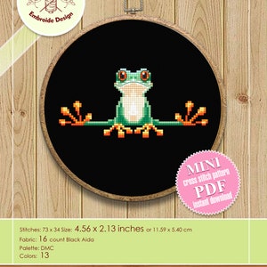 Small Tree Frog Cross Stitch Pattern PDF Set of 3 Frog Patterns Instant ...