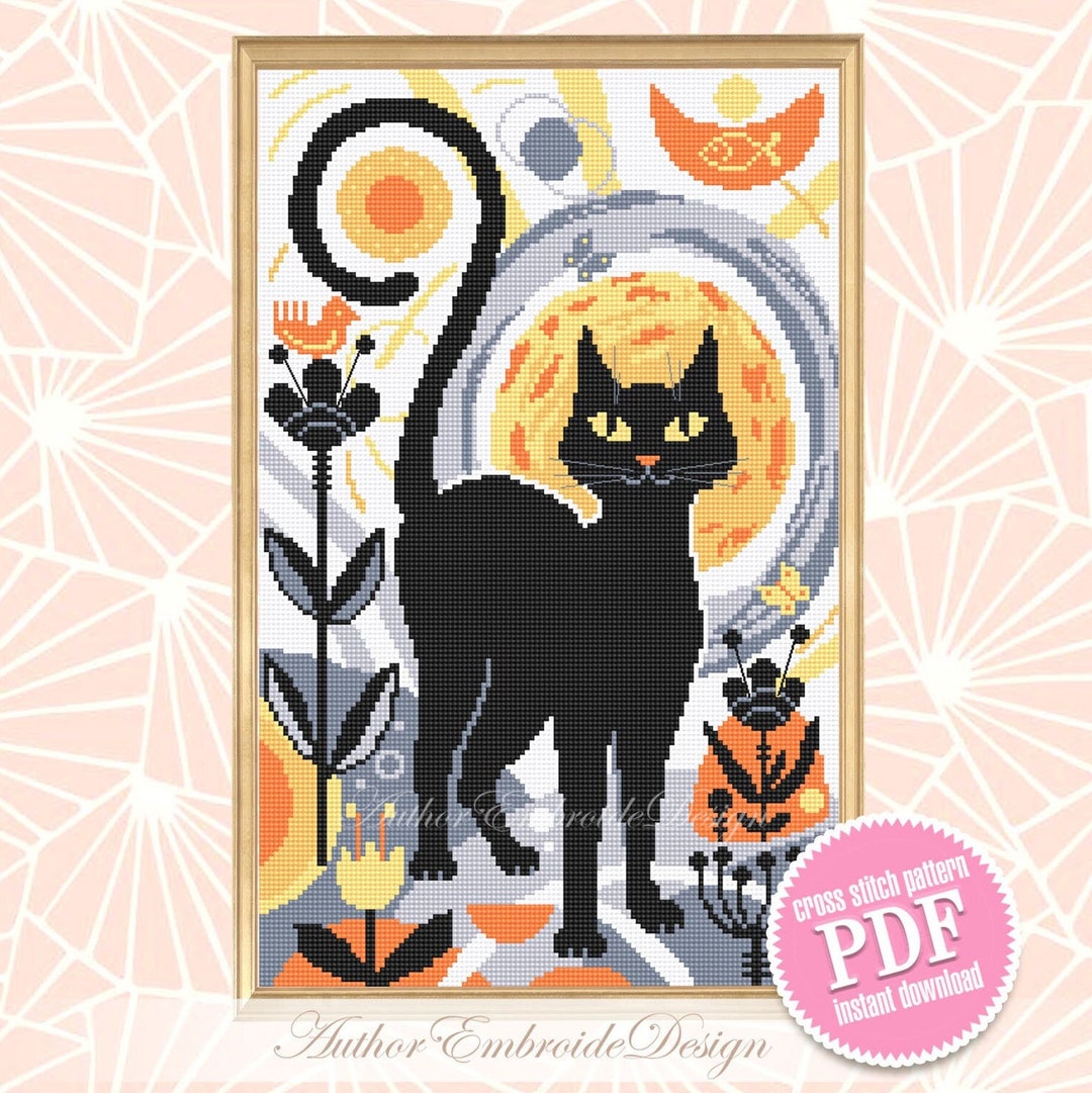 Boho Cat Cross Stitch Pattern PDF Download Boho Cross Stitch Chart ...