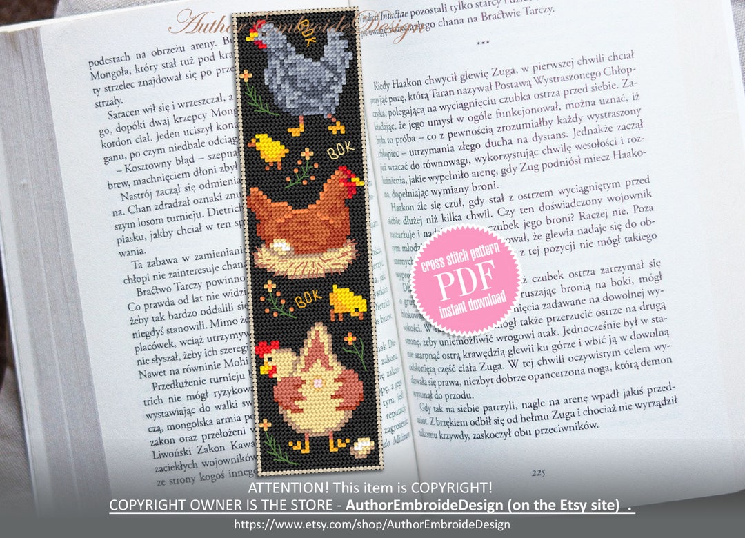 Chicken Bookmark Cross Stitch Pattern Download PDF Chicken Sampler ...