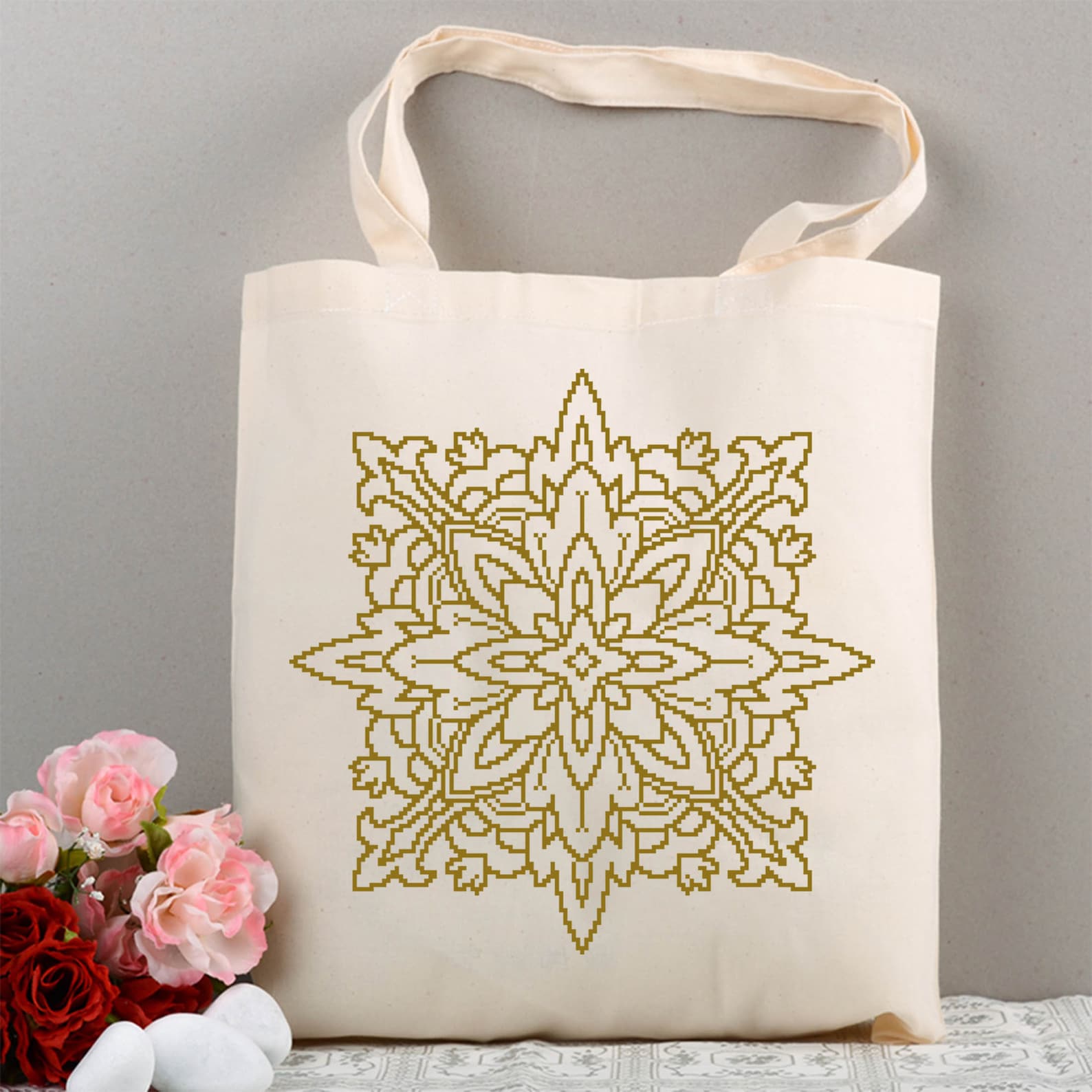 Square Mandala Cross Stitch Pattern Download PDF Monochrome Cross ...