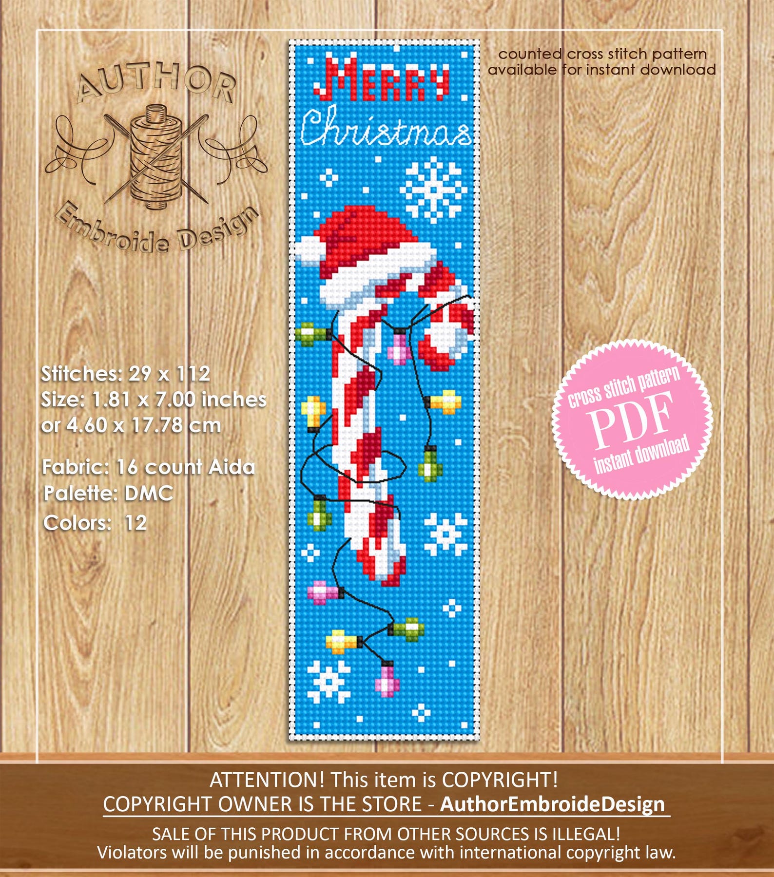 Merry Christmas Bookmark Set Cross Stitch Pattern PDF Download Santa ...