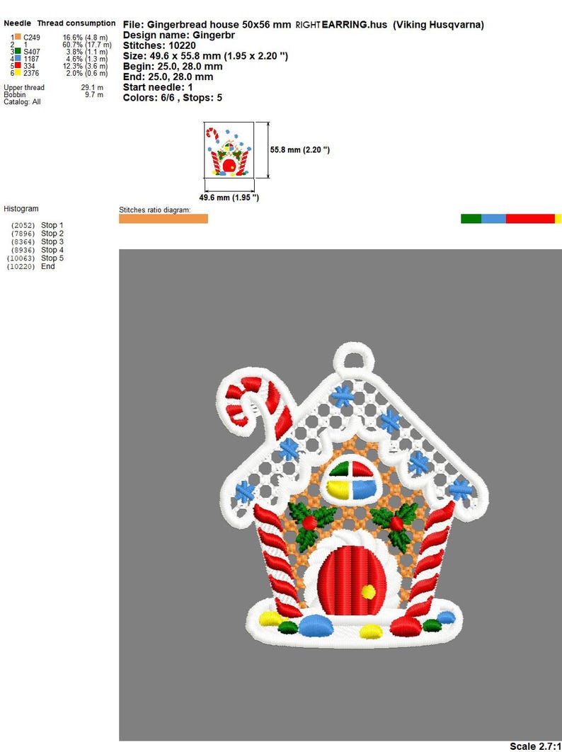 FSL Gingerbread House Machine Embroidery Design Download - Earrings and ...