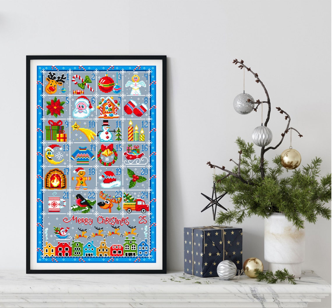 Christmas Advent Calendar Cross Stitch Pattern Download PDF - Etsy