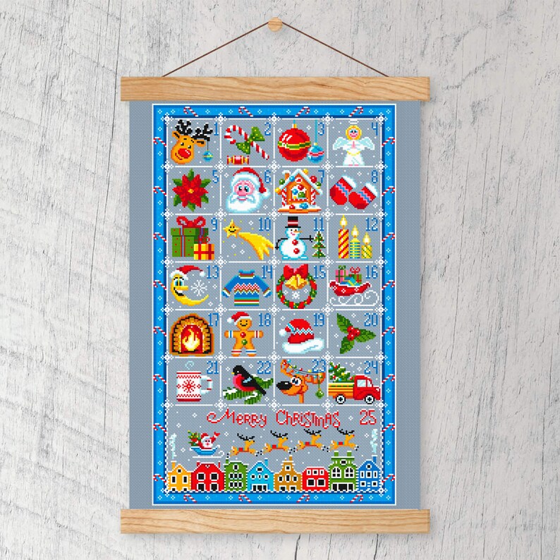 Christmas Advent Calendar Cross Stitch Pattern PDF Download Merry ...