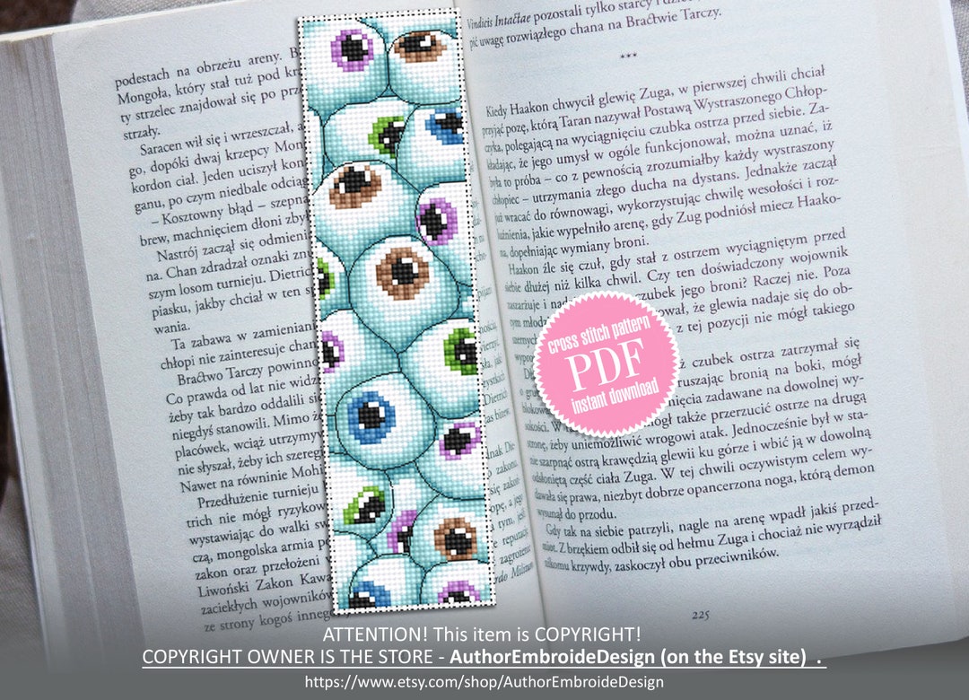 Many Eyes Bookmark Cross Stitch Pattern PDF Download Creepy Eyes Cross ...