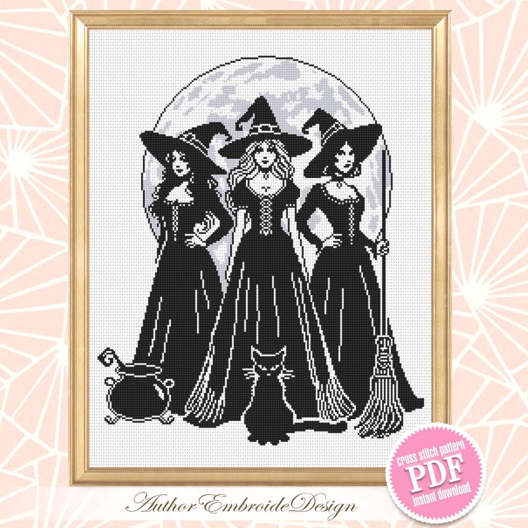 Halloween Witches Cross Stitch Pattern PDF Download Witchy Cross Stitch ...