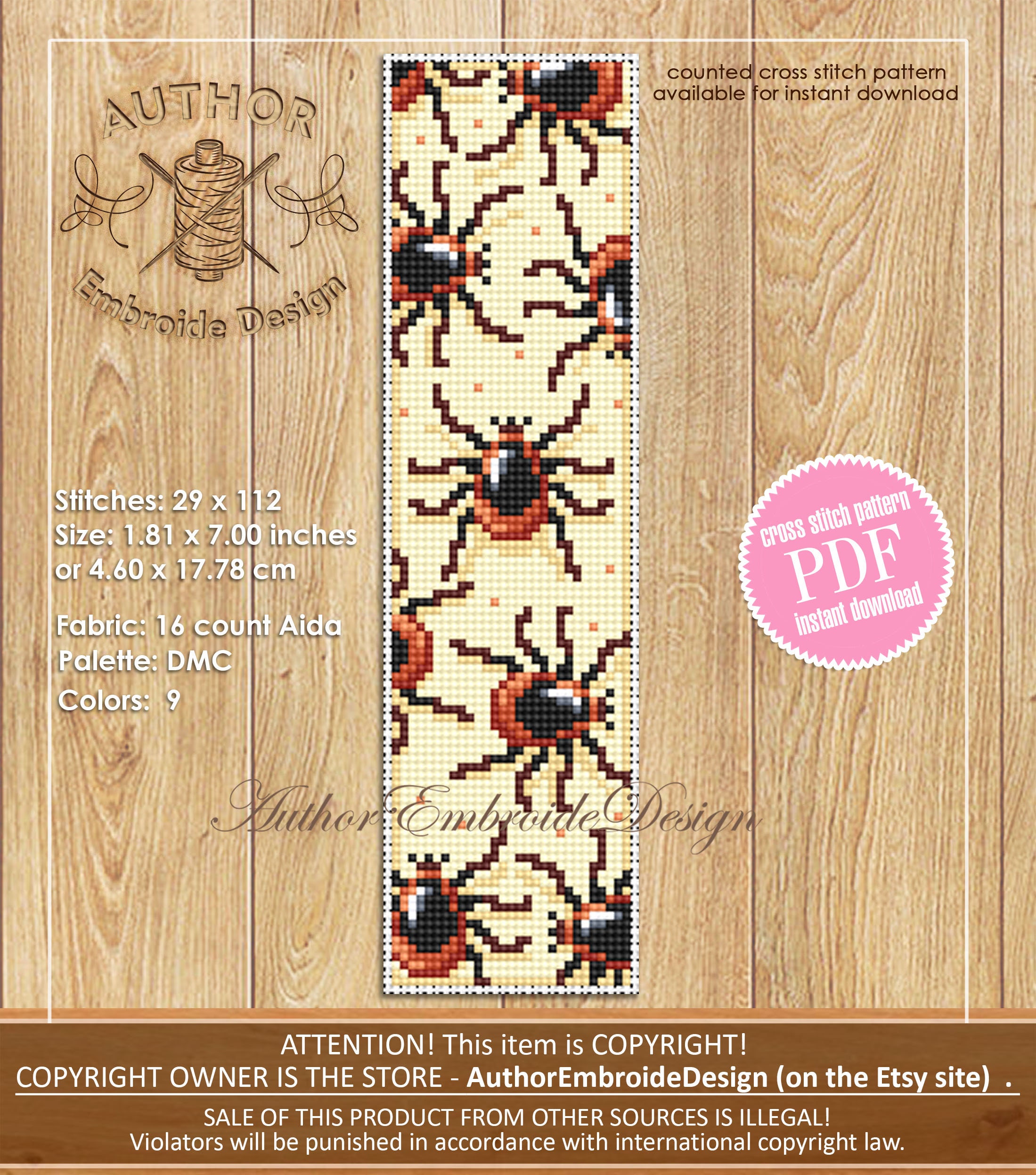 Beetle Bookmark Set Cross Stitch Pattern PDF Download Small Bug Cross ...