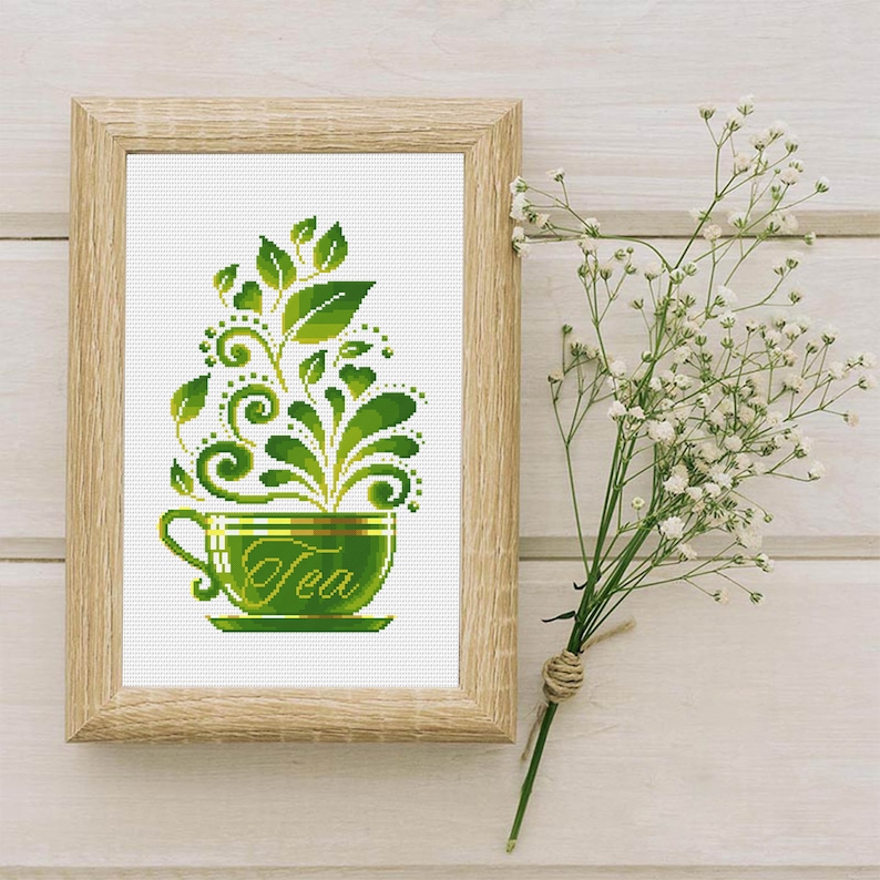 Tea Cup Cross Stitch Pattern Download PDF Awesome Kitchen - Etsy