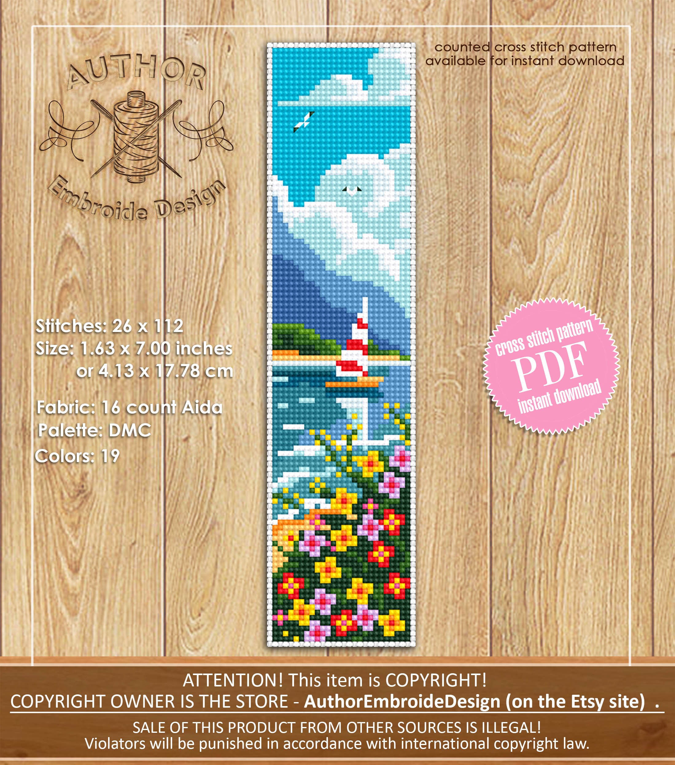 Bookmark Cross Stitch Pattern Digital PDF Modern Handmade - Etsy