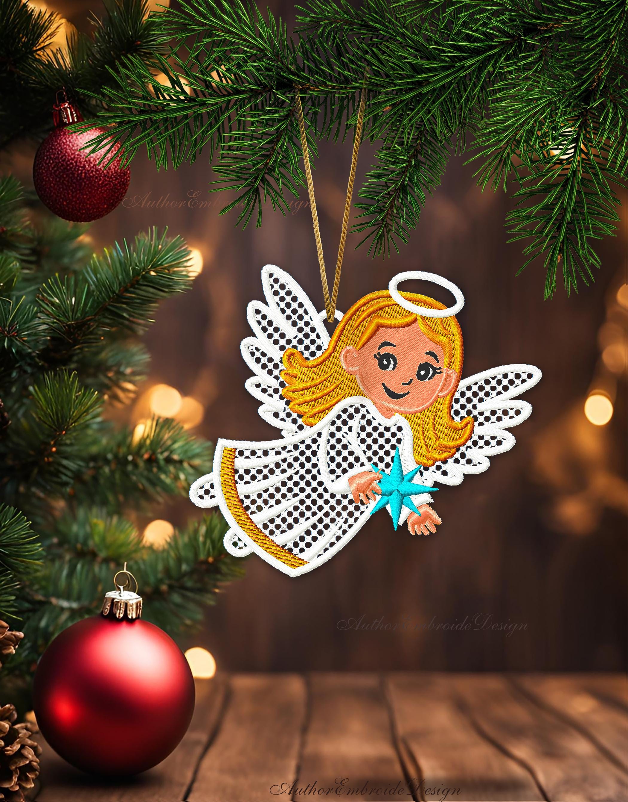 FSL Christmas Angel Machine Embroidery Design Download - Earrings and ...