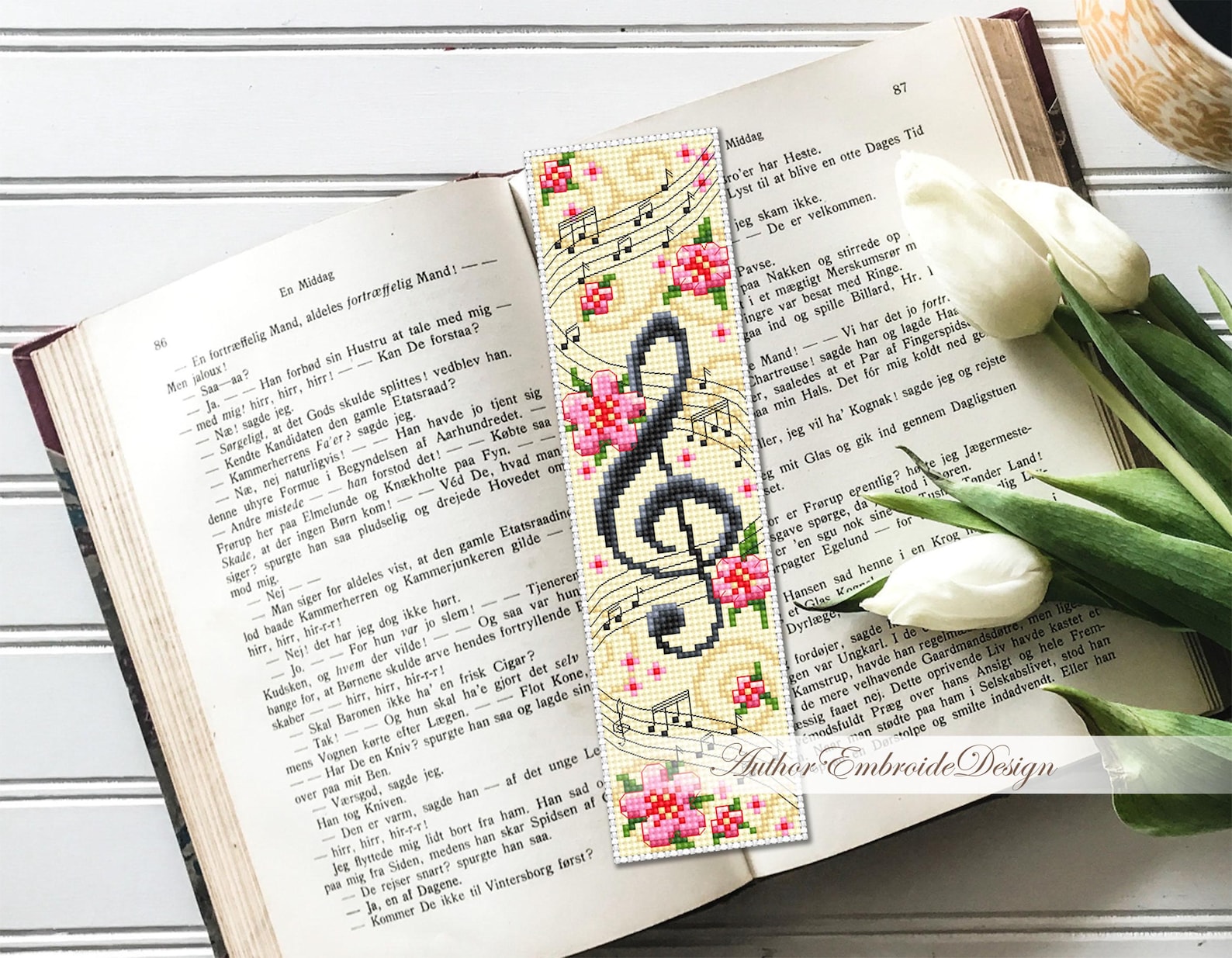 Music Bookmark Cross Stitch Pattern PDF Download Treble Clef Cross ...