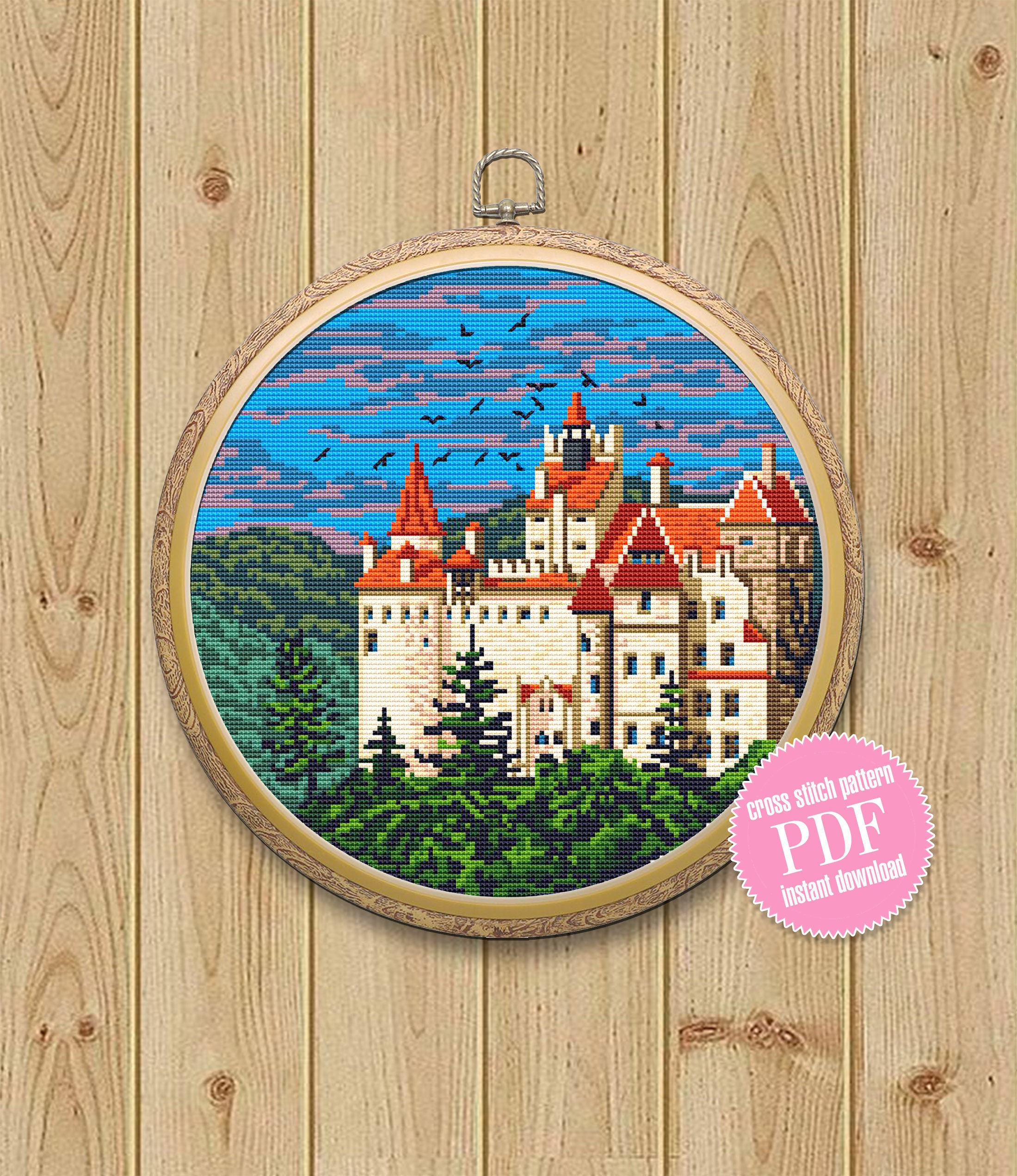 Dracula's Castle Cross Stitch Pattern Modern PDF | Etsy