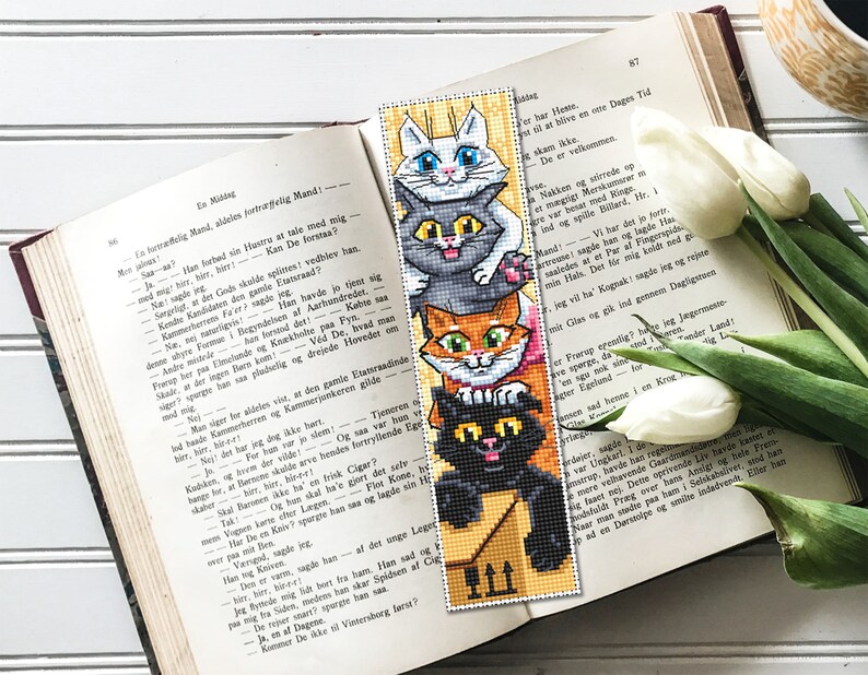 Cat Bookmark Cross Stitch Pattern PDF Cute Kitties Pattern - Etsy