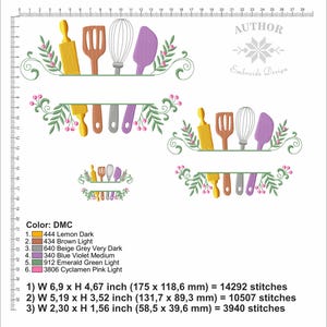 Kitchen Utensils Split Frame Machine Embroidery Design 3 Sizes, Baking ...
