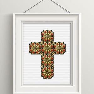 Christian Cross With Floral Cross Stitch Pattern PDF Download ...