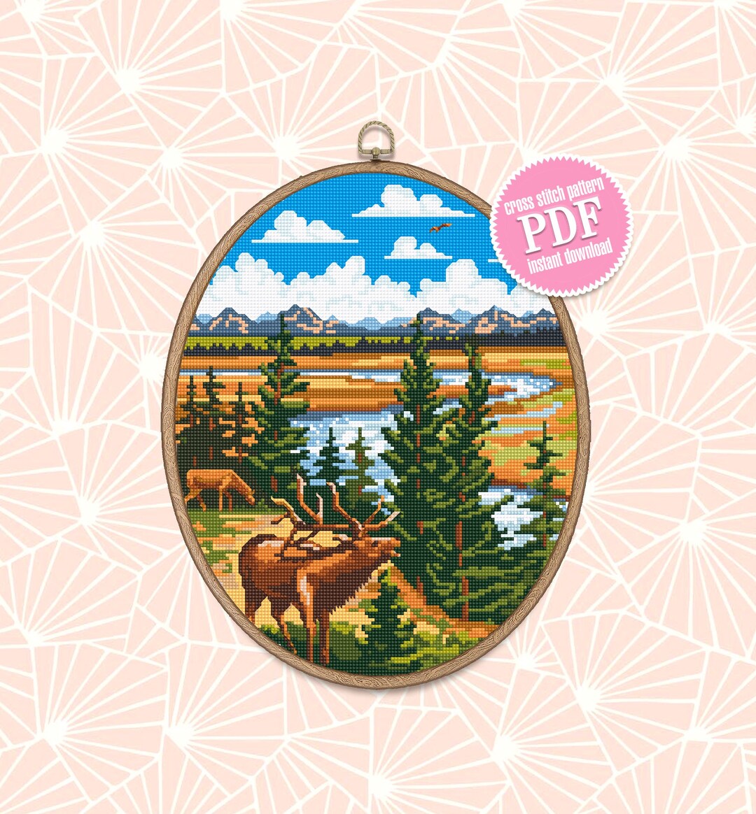 Yellowstone National Park Cross Stitch Pattern PDF Download - Etsy