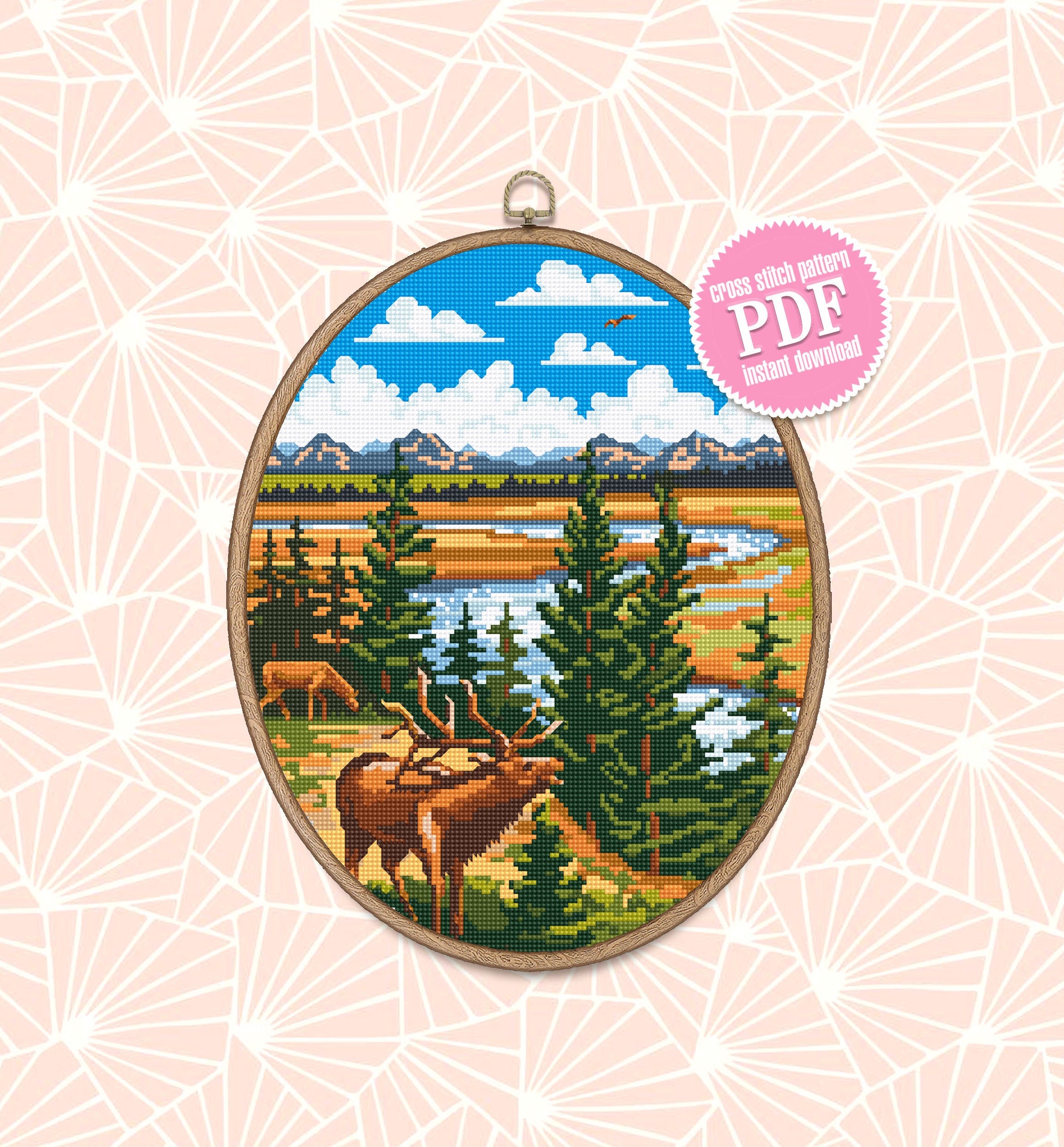 Yellowstone National Park Cross Stitch Pattern Download PDF - Etsy