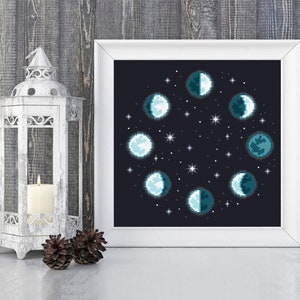 Moon Phases Cross Stitch Pattern Download PDF Space Cross Stitch, Lunar ...