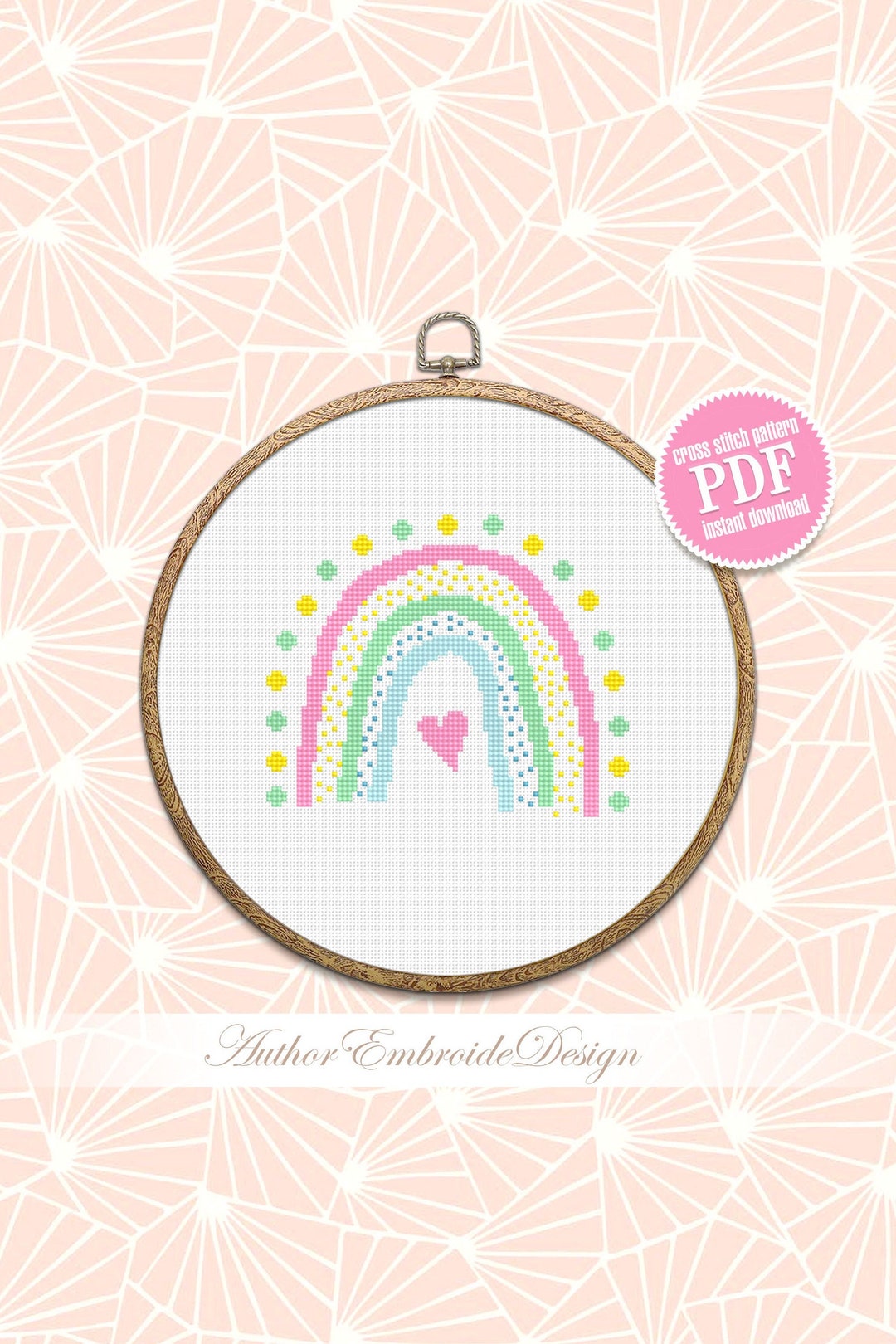 Small Pastel Rainbow Cross Stitch Pattern PDF Download Simple - Etsy