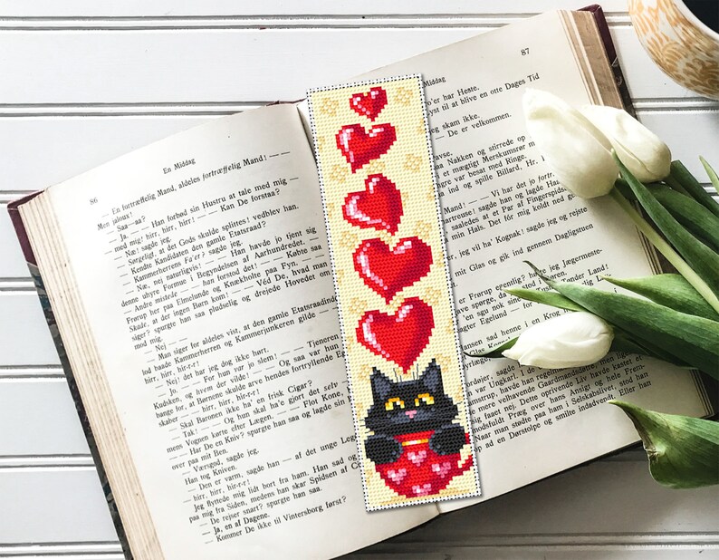 Cat Bookmark Cross Stitch Pattern Download PDF Handmade Bookmark, Cute ...