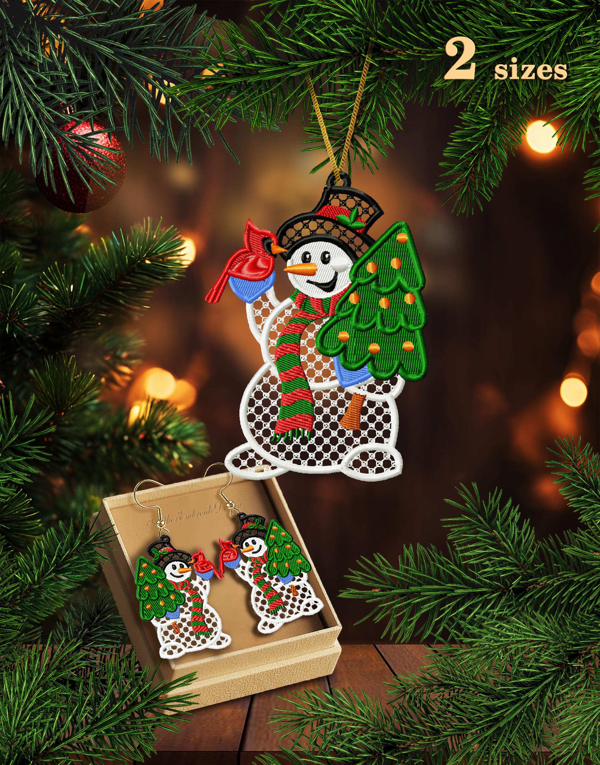 FSL Snowman Machine Embroidery Design Download - Earrings and Ornament ...