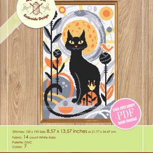 Set of 3 Boho Cat Cross Stitch Pattern PDF Download Boho Cross Stitch ...