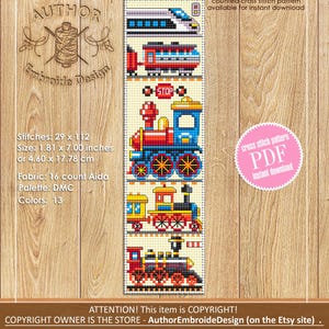 Vehicle Bookmark Set Cross Stitch Pattern PDF Download Mini Cars Cross ...