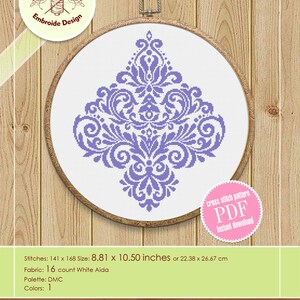 Floral Damask Ornament Cross Stitch Pattern PDF Download Flower Mandala ...