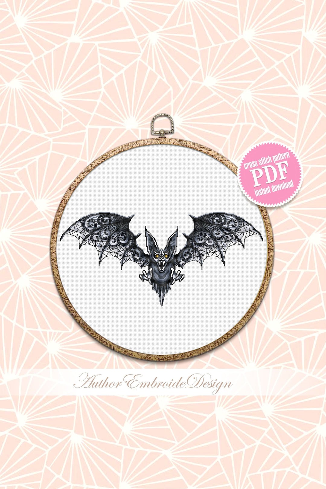 Gothic Bat Cross Stitch Pattern Download PDF Fantasy Animal - Etsy