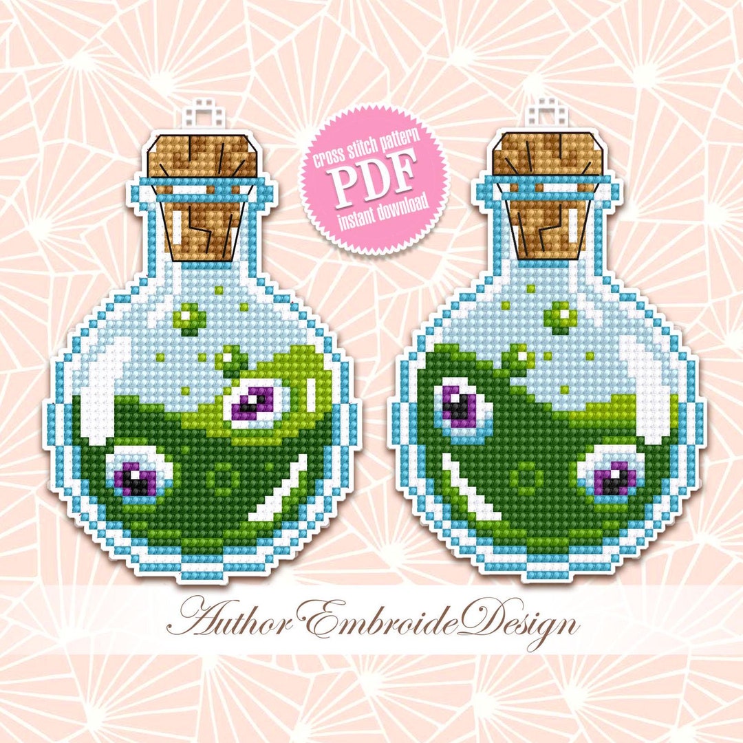 Potion Bottle Cross Stitch Pattern PDF Download Double-sided Halloween ...