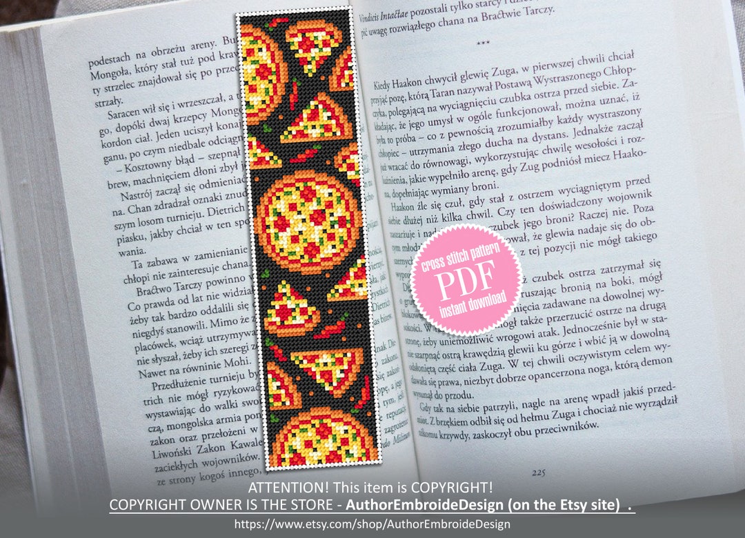 Pizza Bookmark Cross Stitch Pattern PDF Download Simple Handmade ...