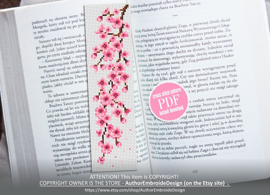 Sakura Bookmark Cross Stitch Pattern PDF Download Spring Cross Stitch ...