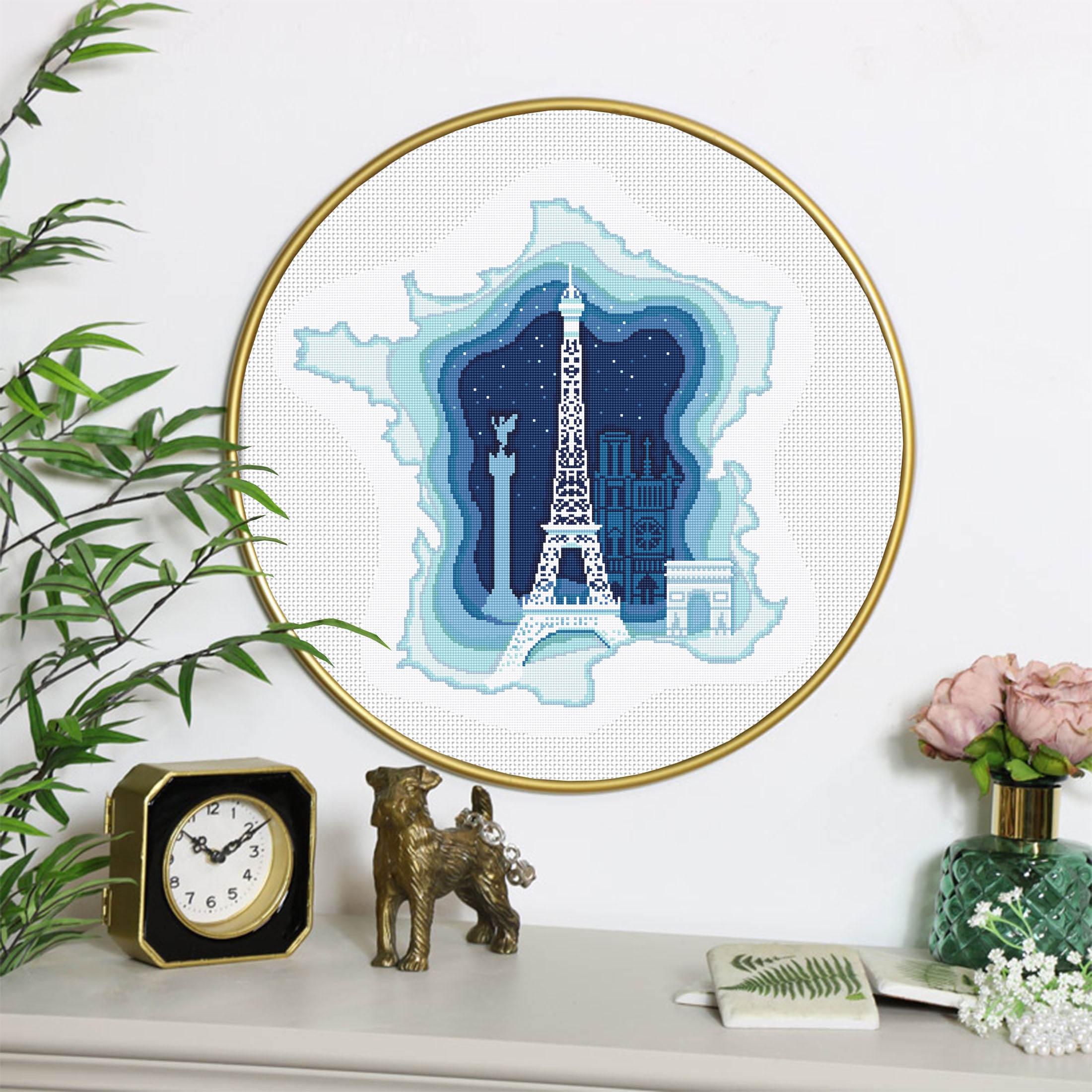 France Map Cross Stitch Pattern PDF Download Eiffel Tower Cross Stitch ...