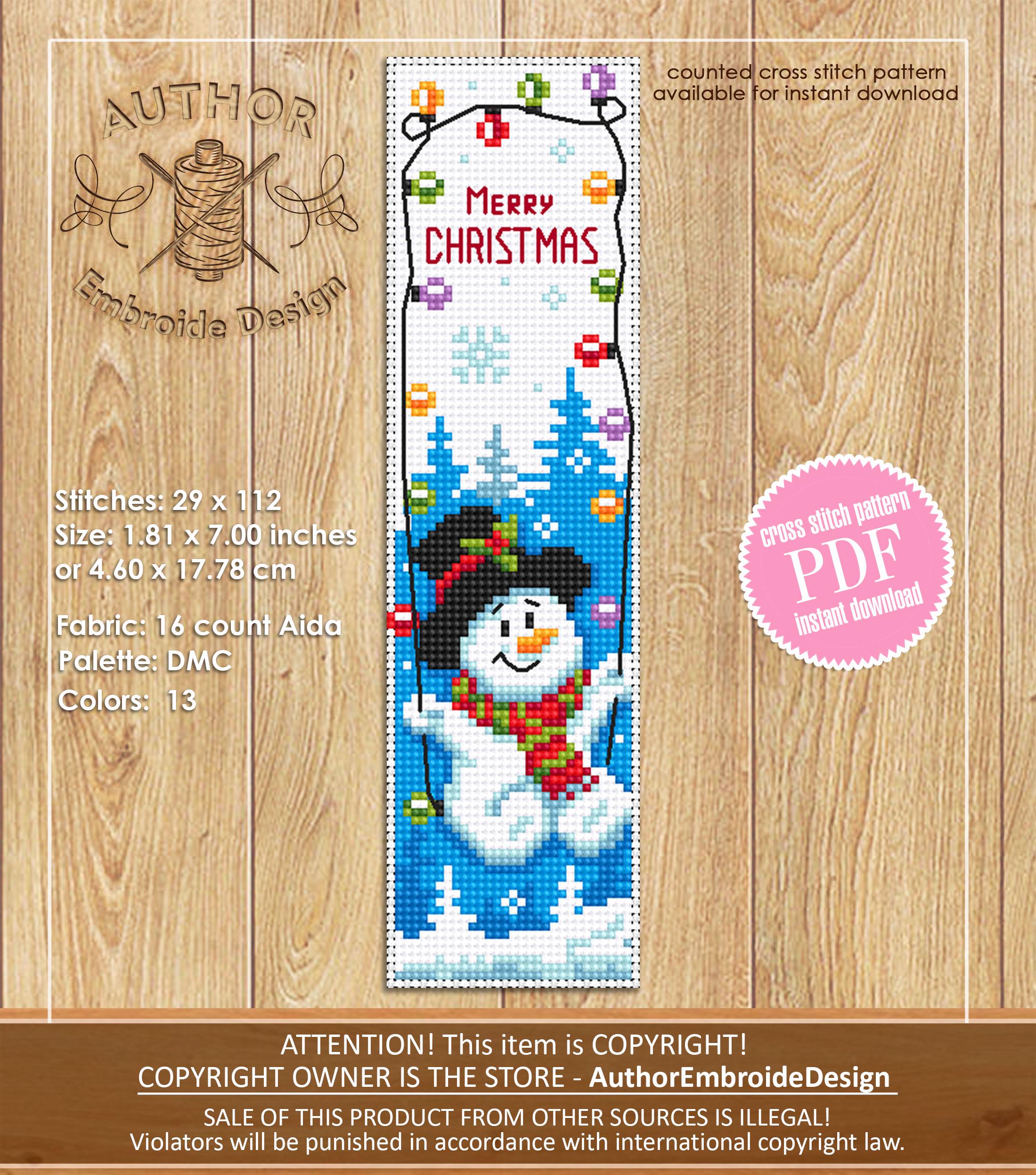 Merry Christmas Bookmark Set Cross Stitch Pattern PDF Download Santa ...