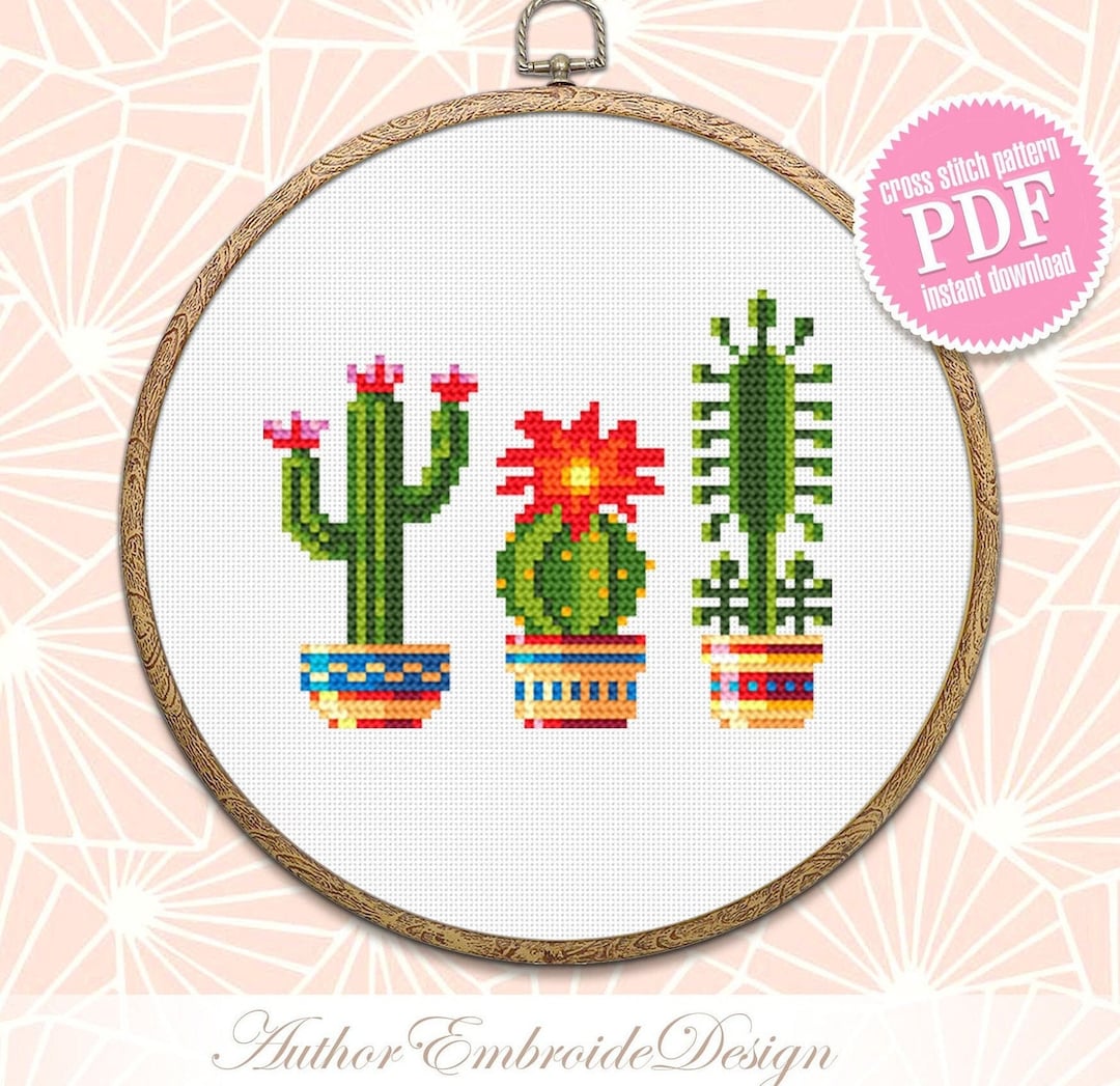 Cactus Plant Cross Stitch Pattern PDF Download, Easy Small Cross Stitch ...